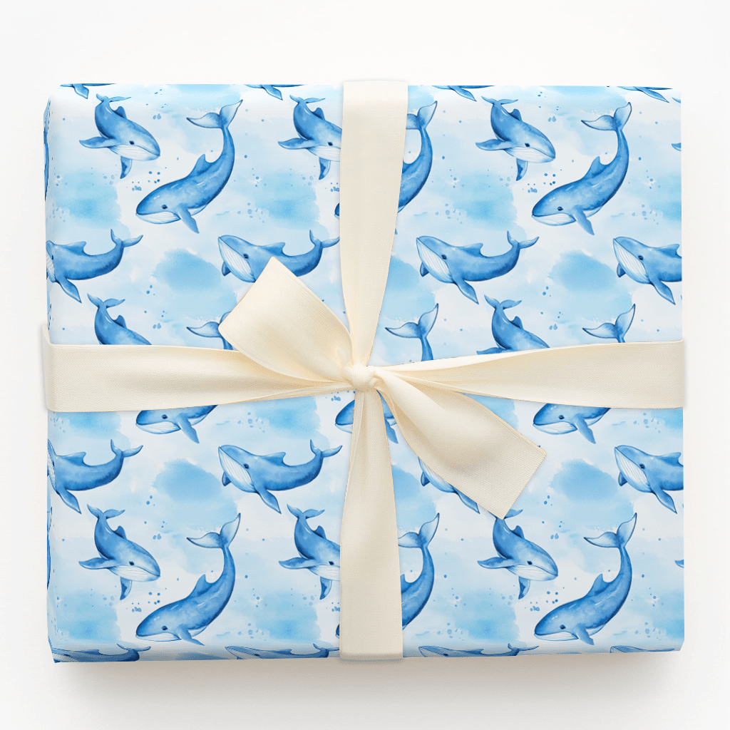 Baby Blue Whale Wrapping Paper: Ocean Animal Gift Wrap – Aspen & Arlo
