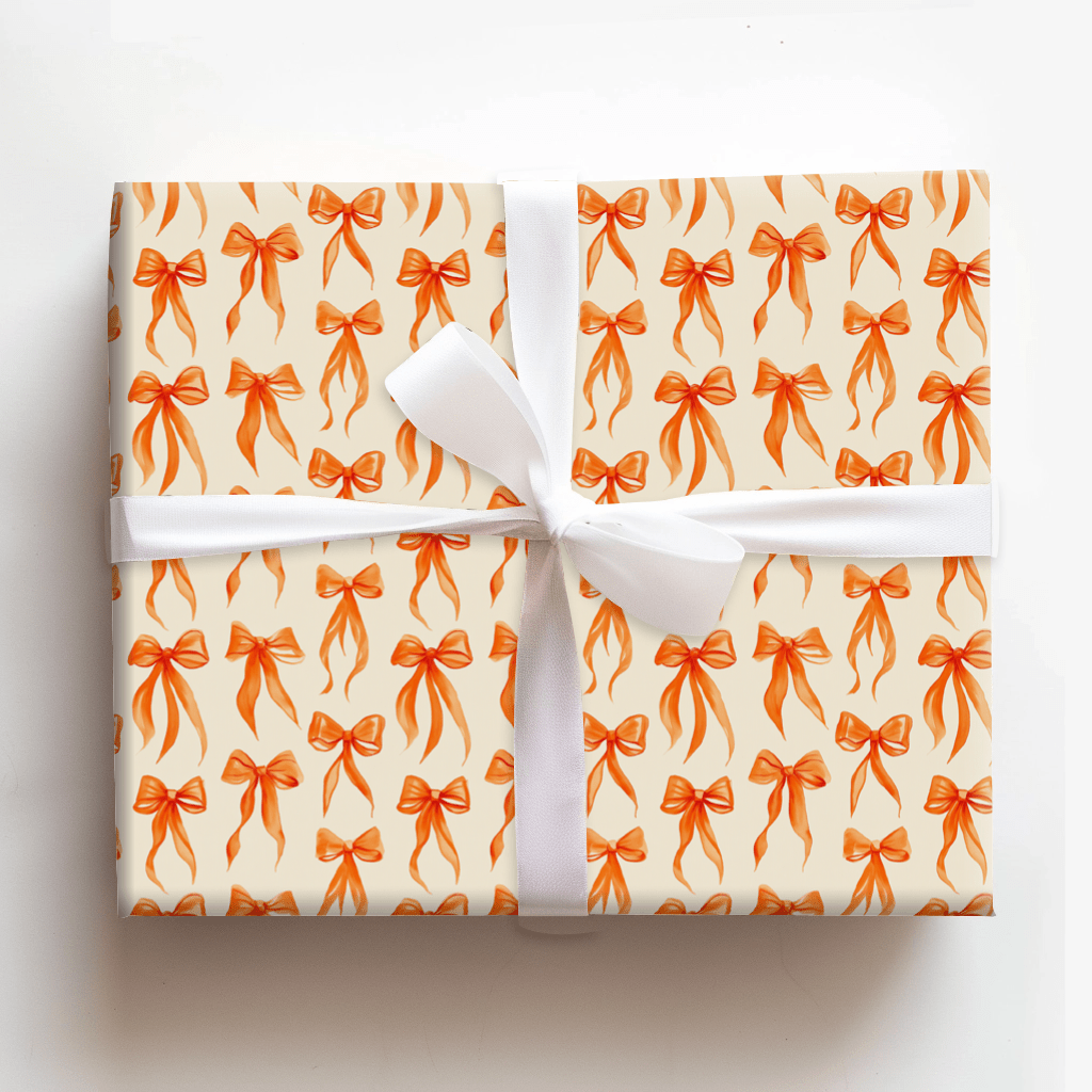 Tangerine Bow Wrapping Paper: Boho Bridal Gift Wrap – Aspen & Arlo