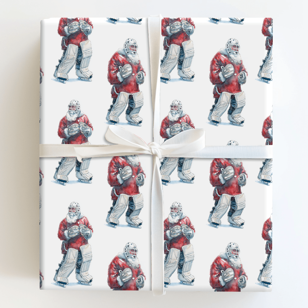 The Goalie Clause Wrapping Paper: Hockey Christmas Gift Wrap – Aspen & Arlo