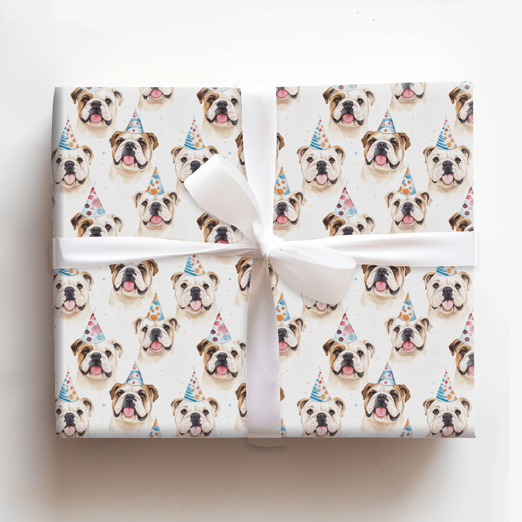 Birthday Bulldogs Wrapping Paper: Bulldog Dog Gift Wrap – Aspen & Arlo