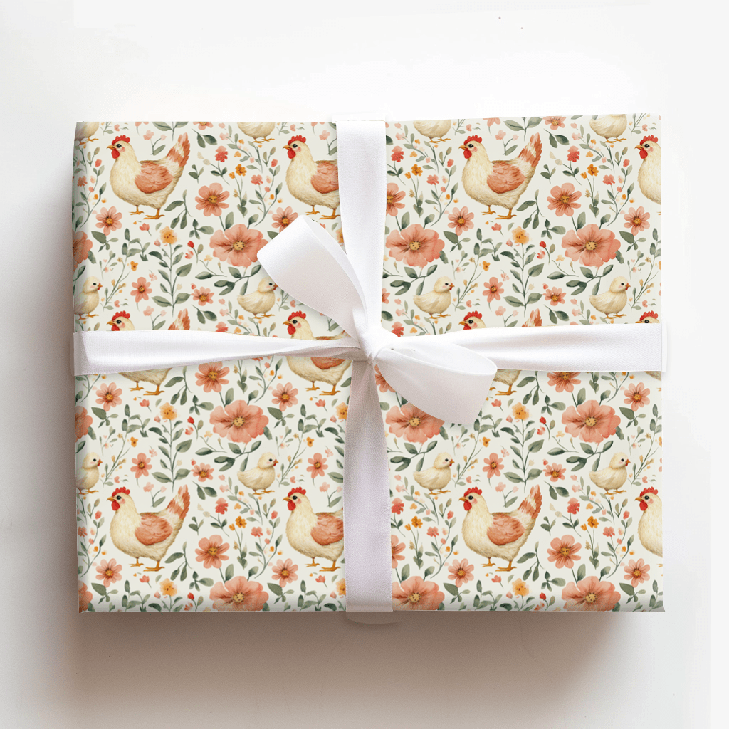 Chicks In One Basket Wrapping Paper: Chicken Gift Wrap for Mother's Day ...