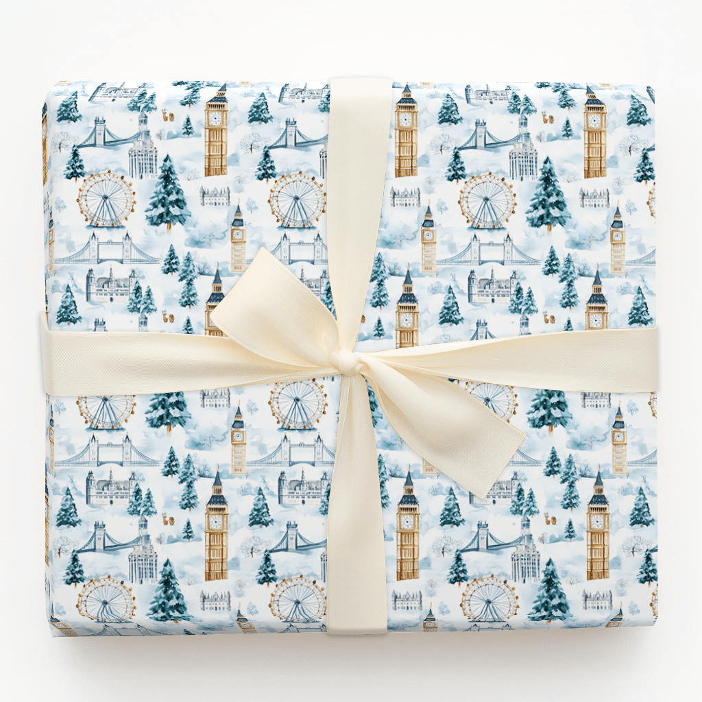 Christmas In London Wrapping Paper: City Snow Gift Wrap – Aspen & Arlo