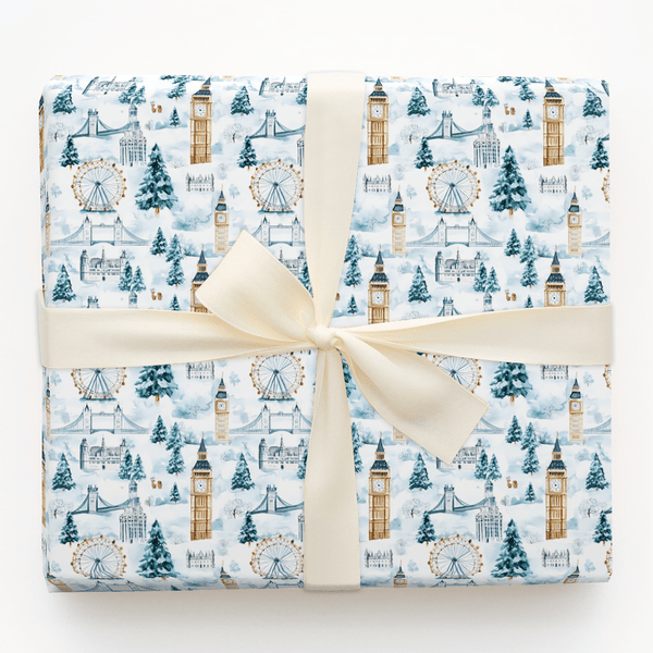 Christmas In London Wrapping Paper: City Snow Gift Wrap Wrapping Paper ...