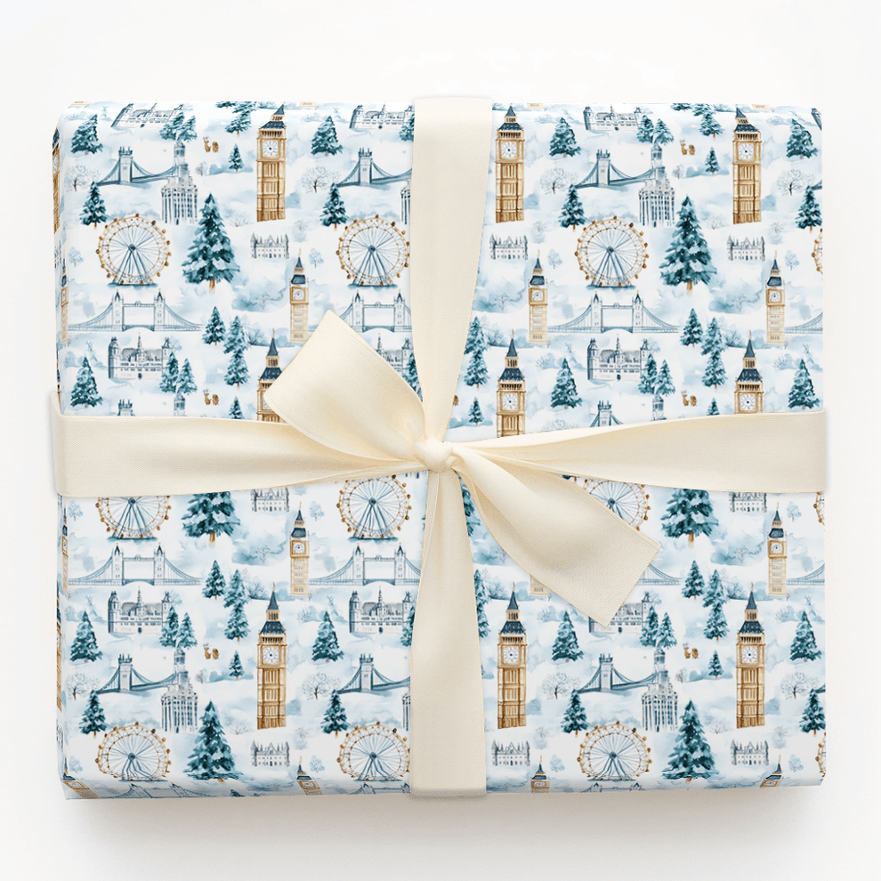 Christmas In London Wrapping Paper: City Snow Gift Wrap Wrapping Paper – Aspen & Arlo Gift Wrap