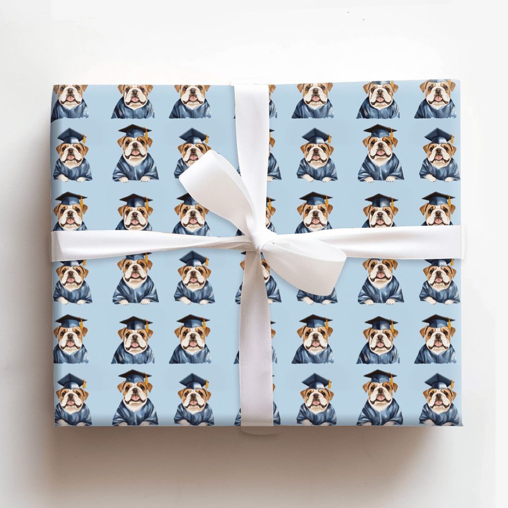 Dog's Degree Wrapping Paper: Bulldog Graduation Gift Wrap – Aspen & Arlo