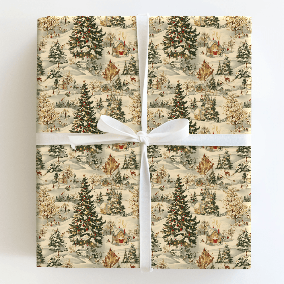 Early Christmas Morning Wrapping Paper: Vintage Christmas Tree Gift ...