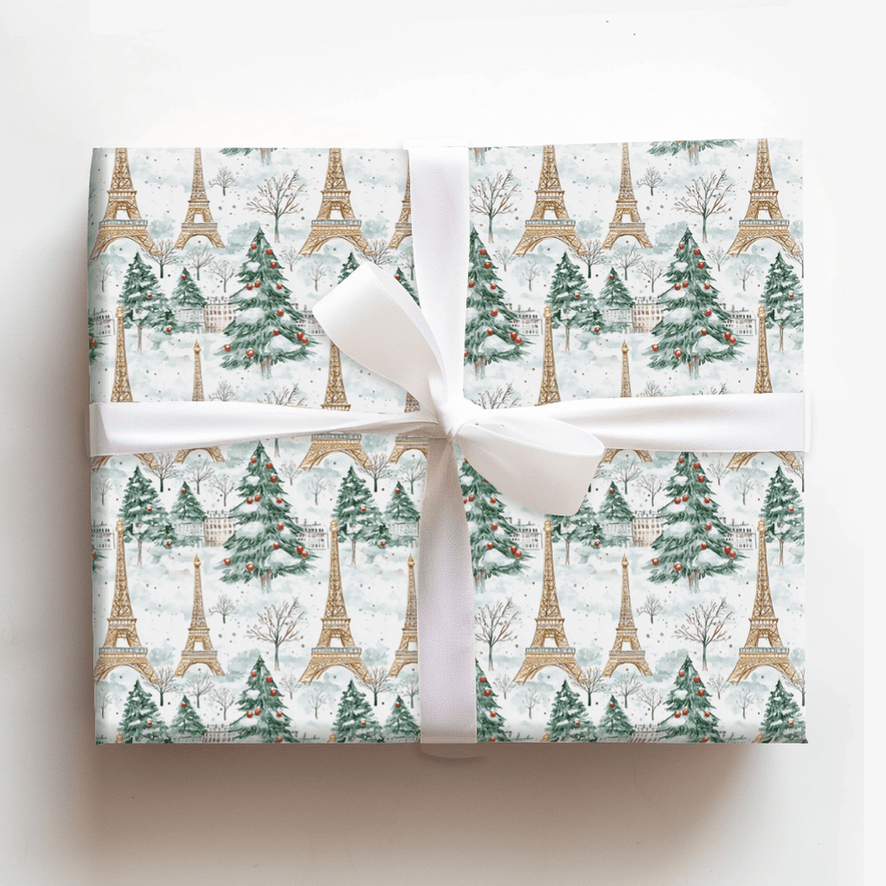 Eiffel Enchante Wrapping Paper: Paris Snow Gift Wrap – Aspen & Arlo