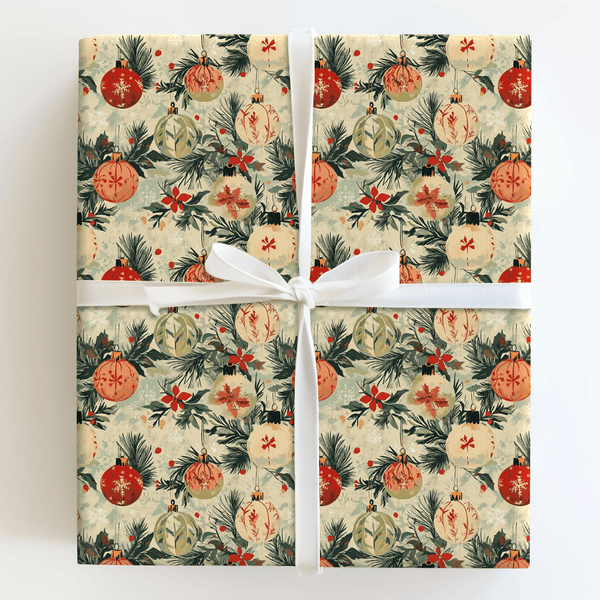 Retro Noel Wrapping Paper: Vintage Christmas Ornament Gift Wrap – Aspen ...