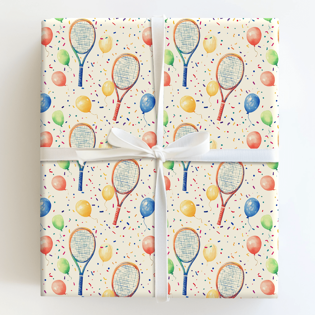 Tennis Party Wrapping Paper: Tennis Birthday Gift Wrap – Aspen & Arlo