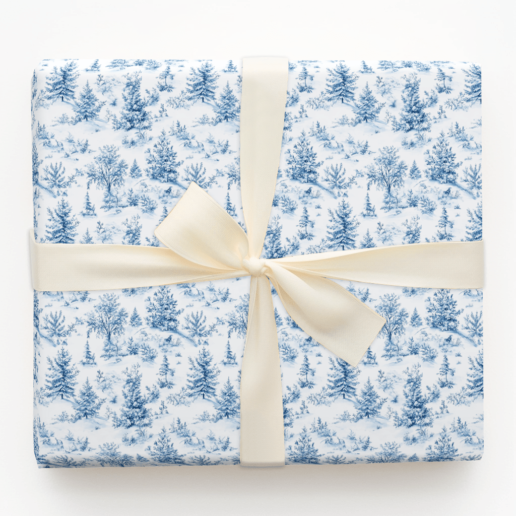 Winter Dust Wrapping Paper: Blue Christmas Tree Gift Wrap – Aspen & Arlo