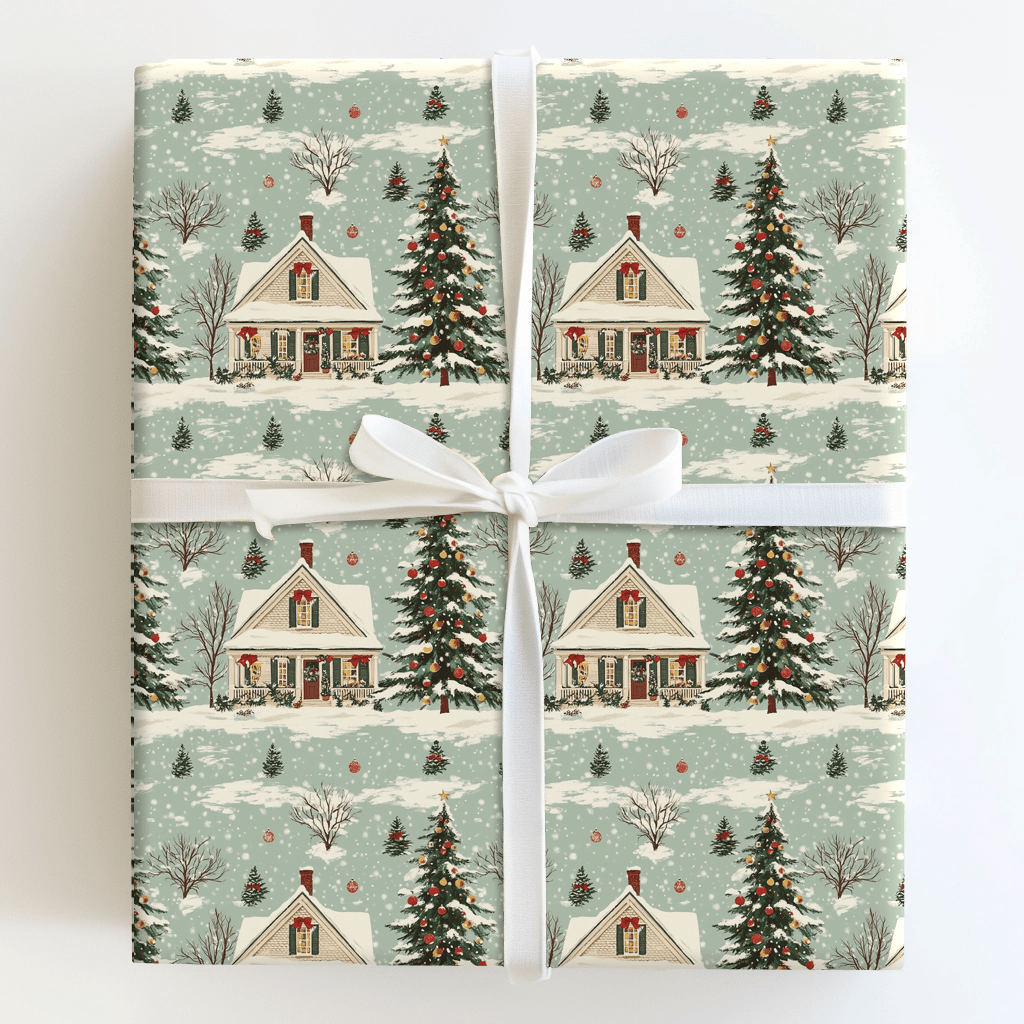 Home for the Holidays Wrapping Paper: Christmas Farmhouse Gift Wrap ...