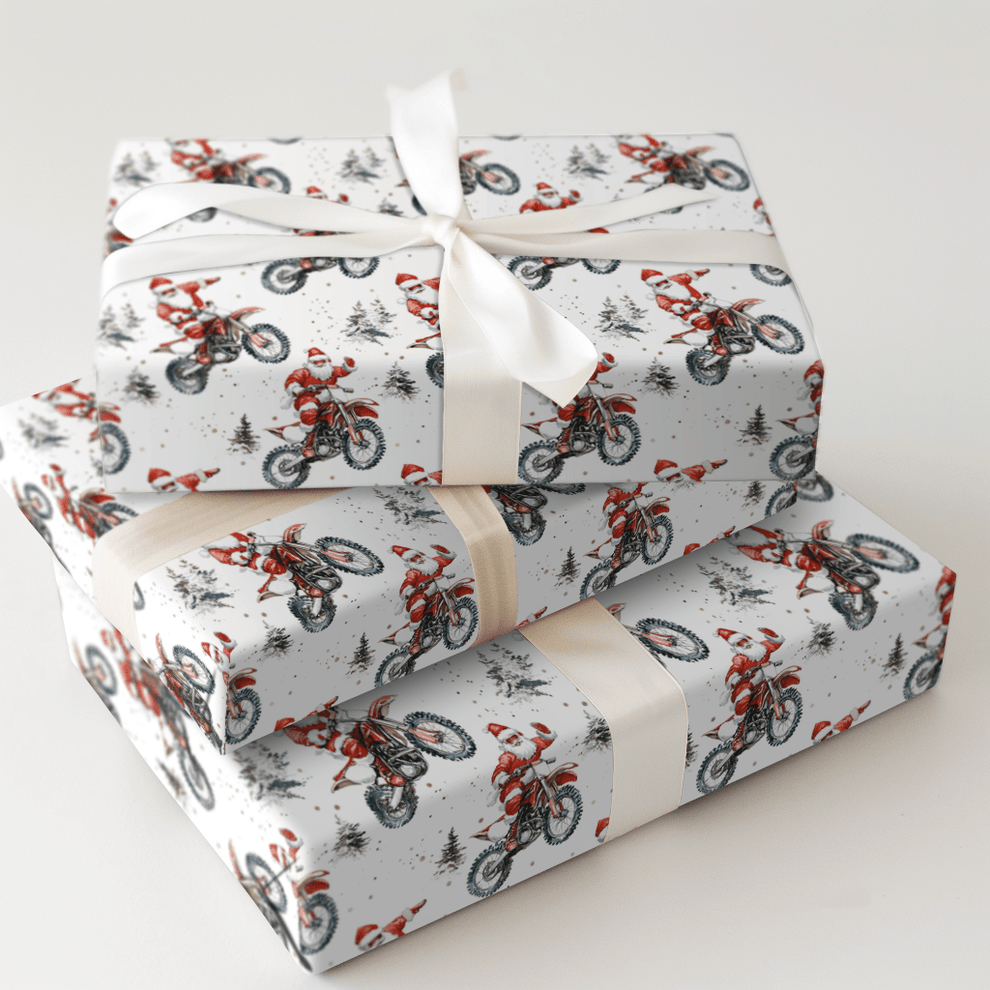 Merry Motocross Wrapping Paper: Christmas Dirtbike Gift Wrap – Aspen & Arlo