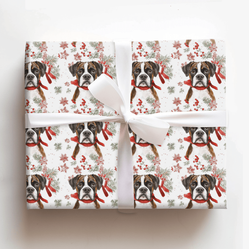 Boxed a Boxer Wrapping Paper: Christmas Boxer Dog Gift Wrap – Aspen & Arlo