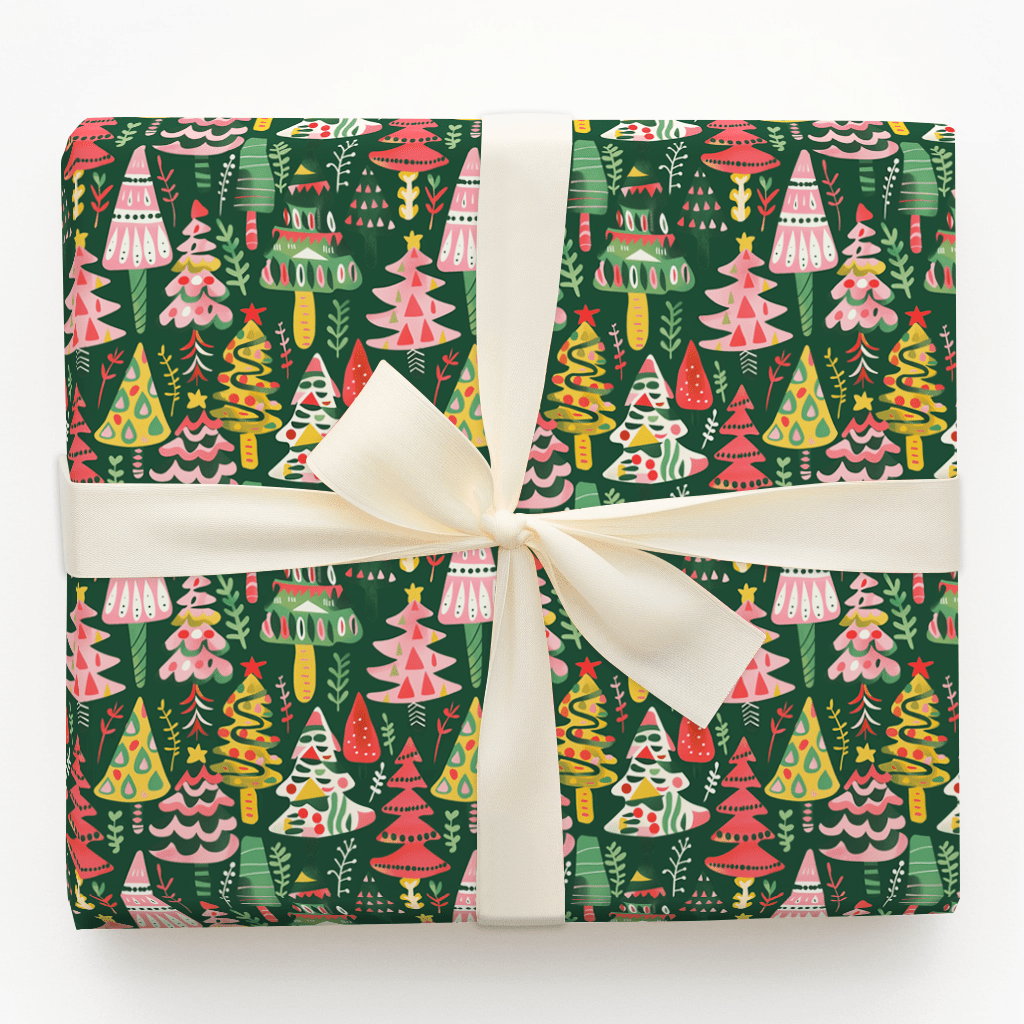 Christmas Drawing Wrapping Paper: Traditional Christmas Tree Gift Wrap ...
