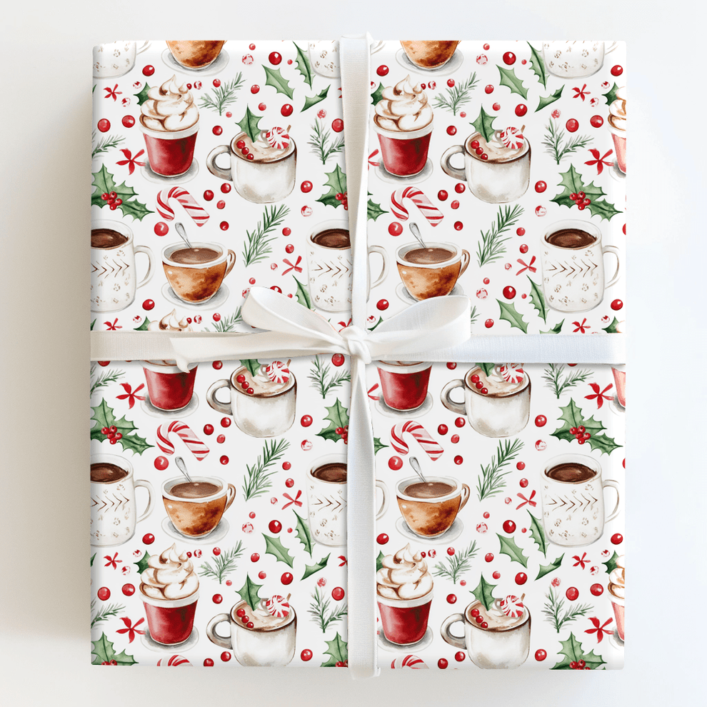 Cocoa and Coffee Wrapping Paper: Hot Chocolate Gift Wrap – Aspen & Arlo