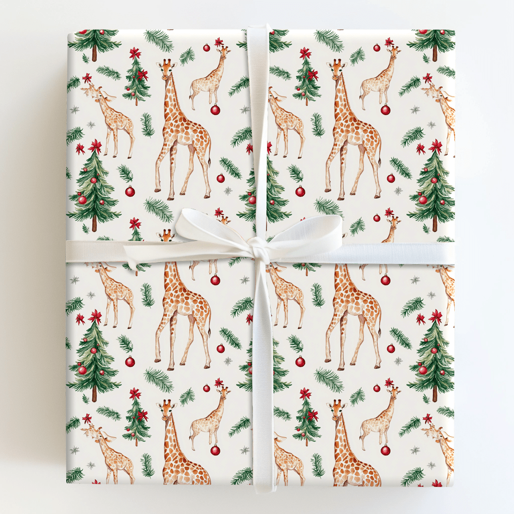 Stand Tall Wrapping Paper: Giraffe Christmas Gift Wrap – Aspen & Arlo