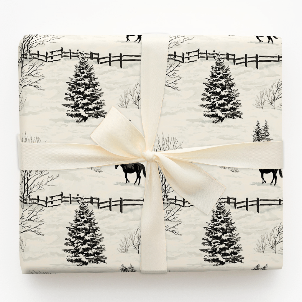 Charcoal Charmer Wrapping Paper: Horse Stallion Gift Wrap – Aspen & Arlo