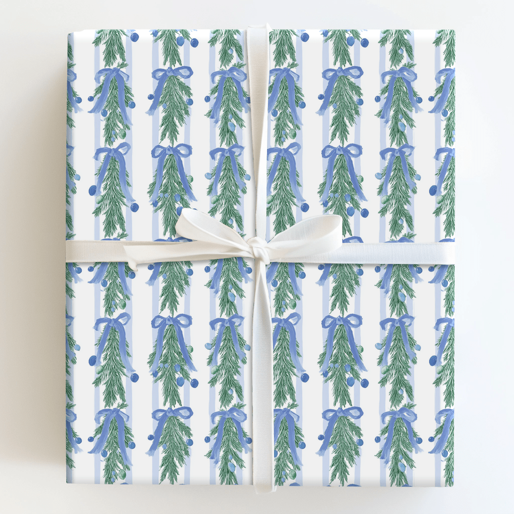 Periwinkle Garland Wrapping Paper: Classic Floral Gift Wrap for ...