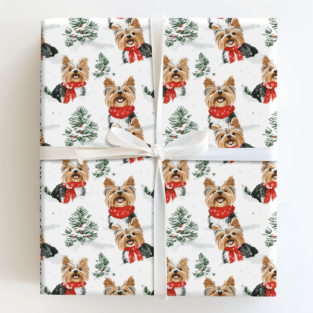 Snow Day for Yorkies Wrapping Paper: Yorkie Dog Gift Wrap Wrapping ...